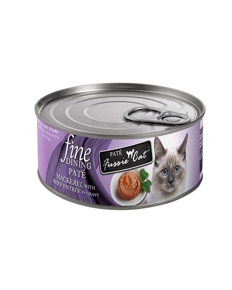 Fussie Cat Fine Dining Pate Mackerel with Beef Wet Cat Food 2.8oz ...