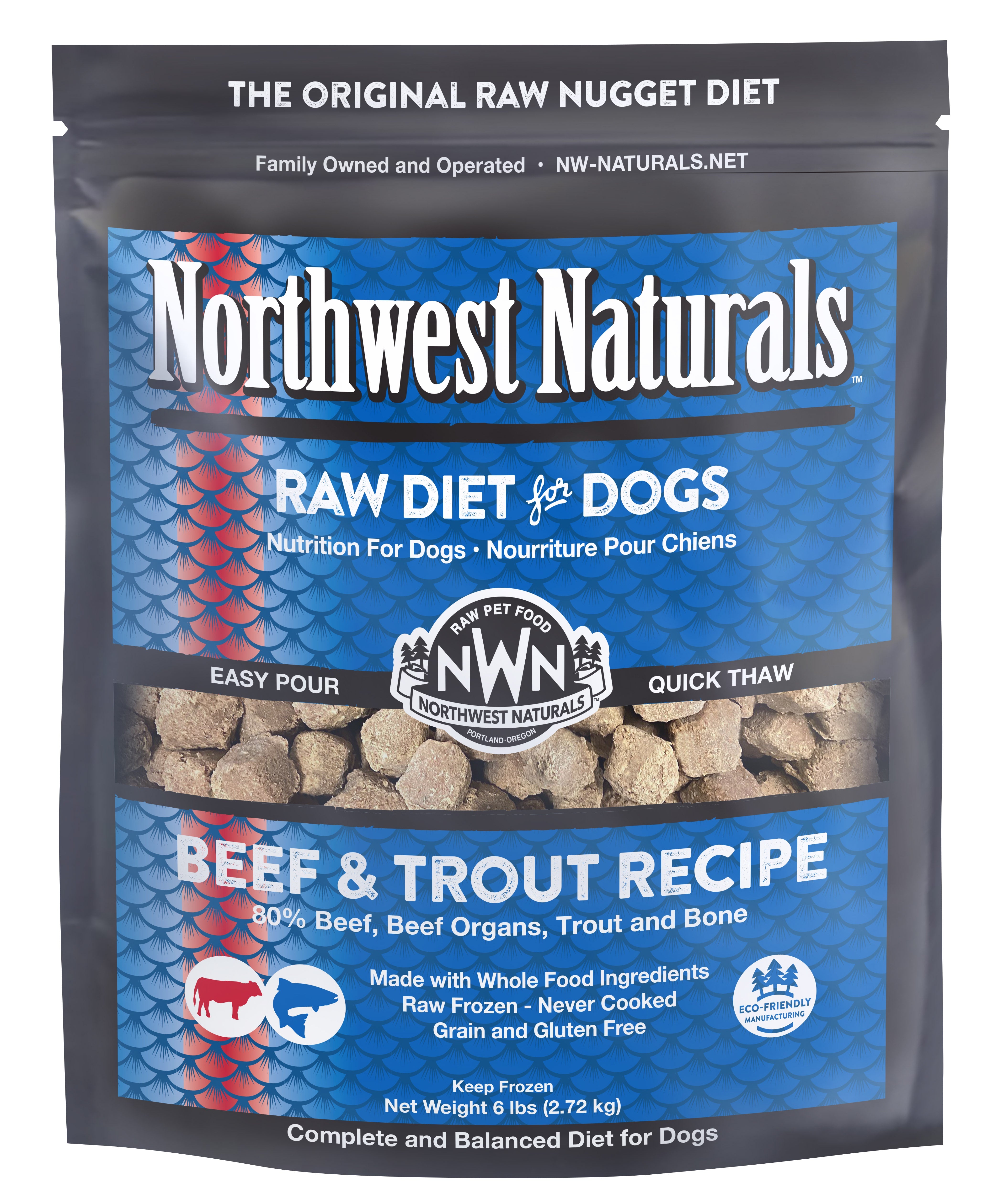 Northwest Naturals Frozen Beef & Trout Nuggets 6lbs – Brookside Barkery ...