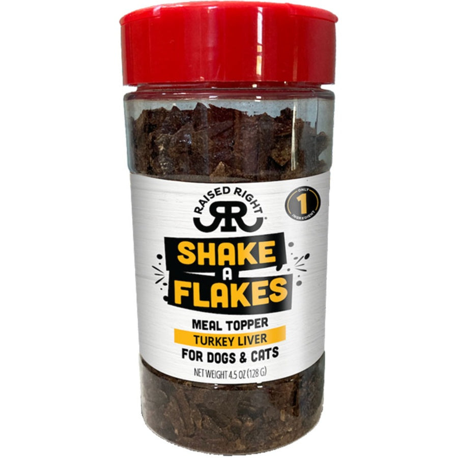 Raised Right Shake -A- Flakes Turkey Liver Meal Topper 4.5oz ...
