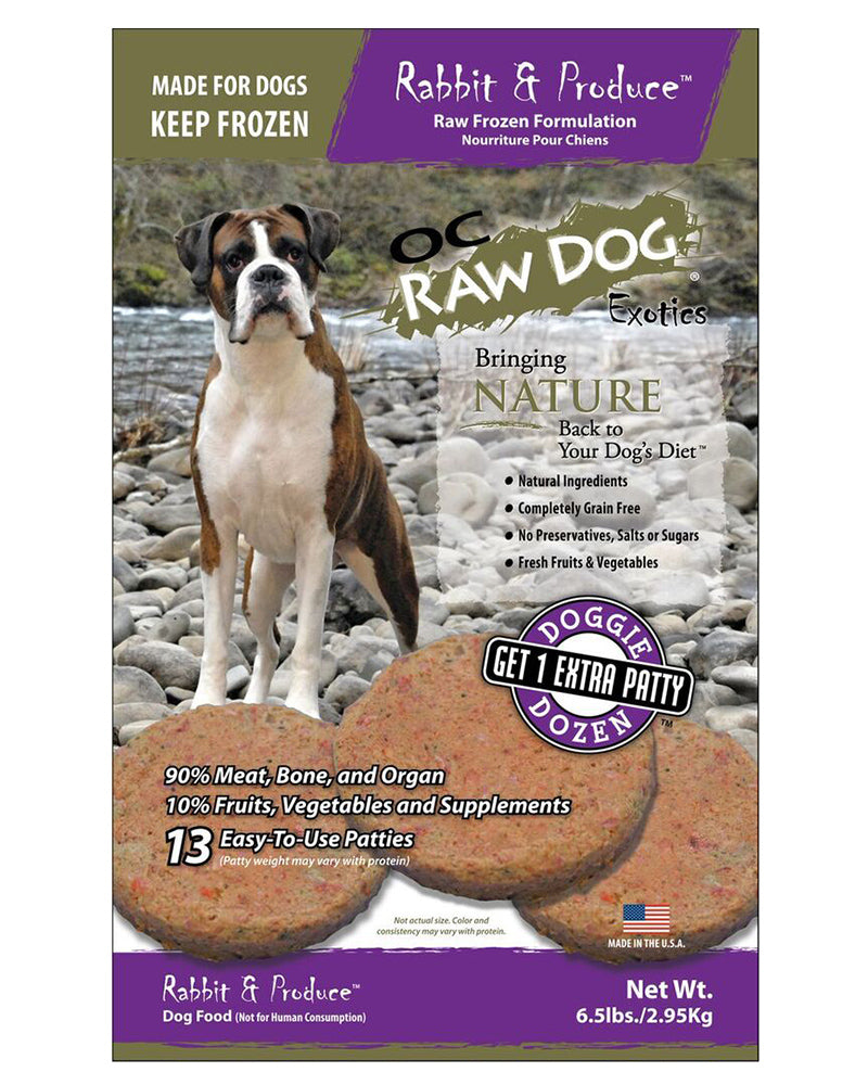OC Raw Frozen Rabbit & Produce Patties for Dogs 6.5lb – Brookside ...